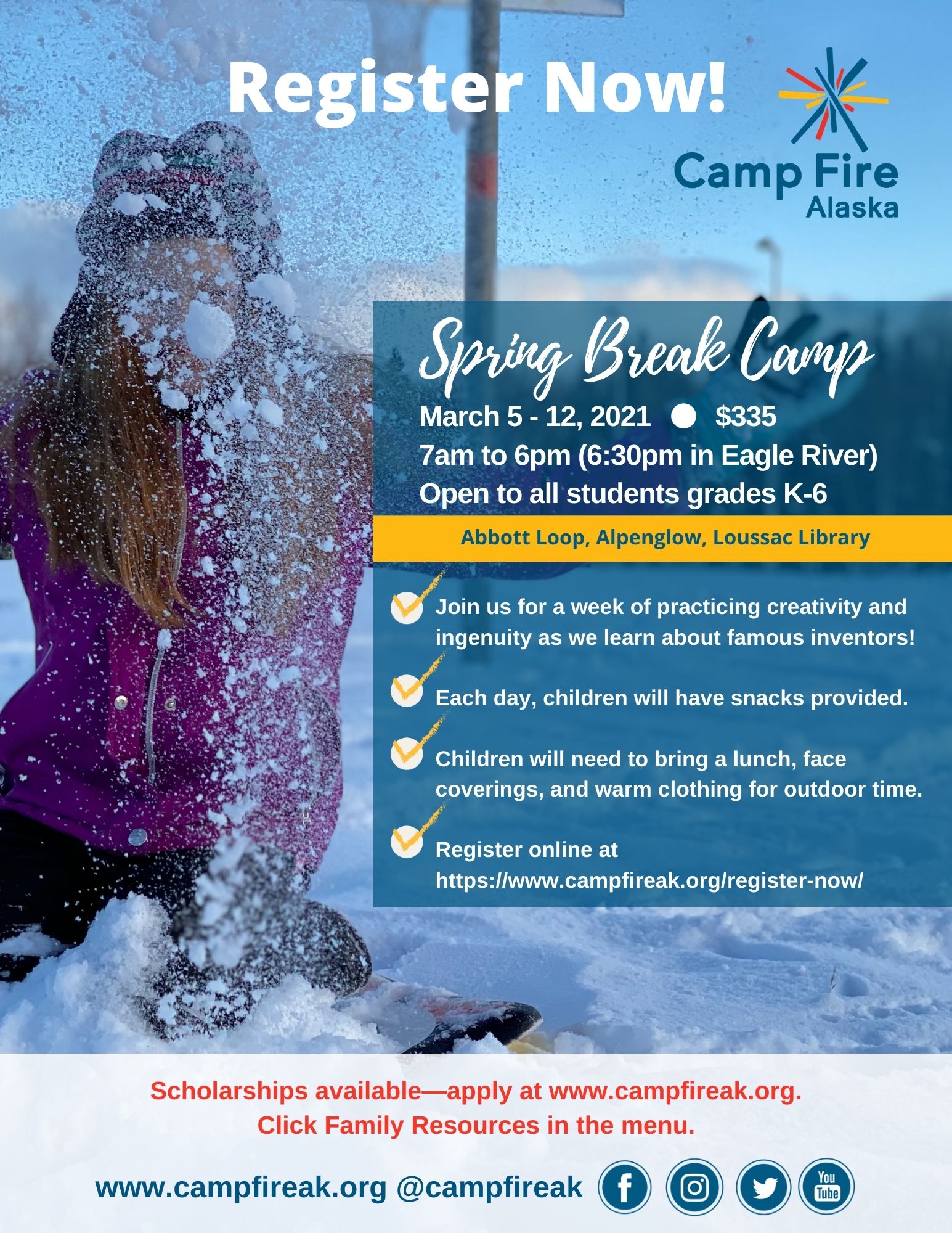Spring Break Camp 2021 - Camp Fire Alaska